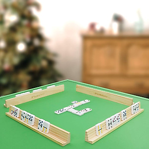 Domino Racks Set of 8, Mexican Train Dominoes Trays, Wooden Domino Holders for Mexican Train, Chickenfoot Combo, Mahjong and Other Dominoes Games13.97 x 2 x 1.18 Inches - Dominoes NOT Included