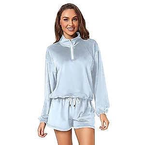 ODAWA Elegant Blue Sweat Sets Women's Oversized 2 Piece Lounge Sets Fall Outfits Casual Cozy Pajamas Tracksuit Set S-XXL