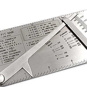 Pipe Pit Gage 0-1/2'' In 1/64'' Increments Handy Formulas Pipe Welding Undercut Stainless Steel