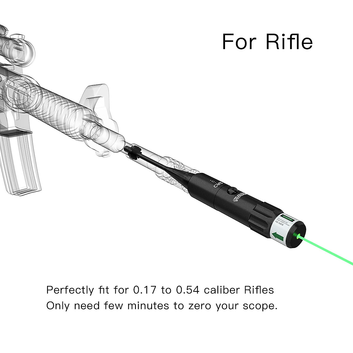 Tyseam BoreSighter Bore Sight kit Multiple Caliber, Laser Sight with Button Switch for .177 to .54 Caliber Rifles Handgun Hunting Scopes with 2 Sets of Batteries (Green Laser)