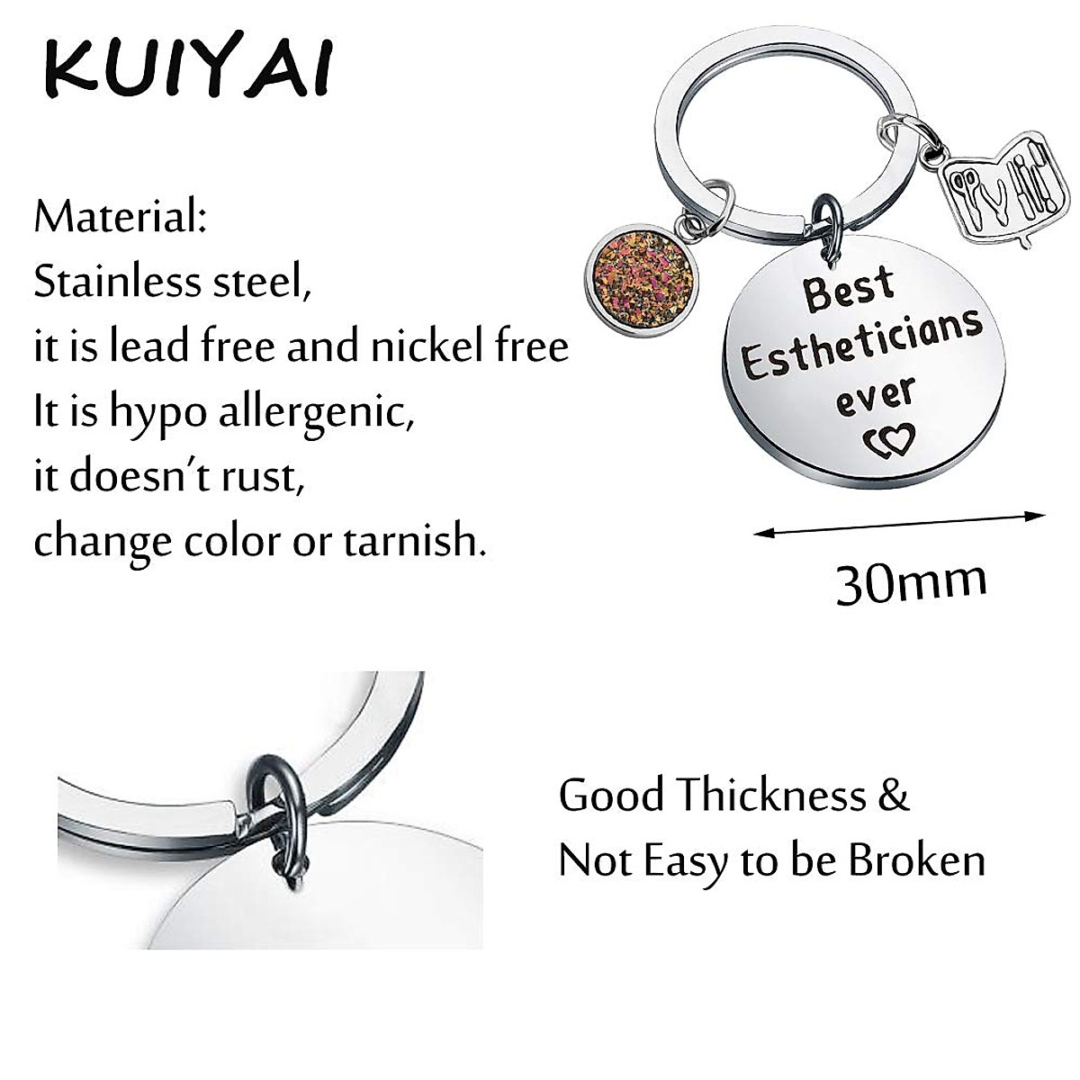 KUIYAI Estheticians Keychain Best Estheticians Ever Keychain with Lipstick Charm Beautician Gift Estheticians Gift (Best Estheticians Ever)