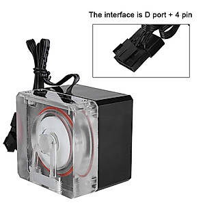 Mute Water Pump,PC Water Cooling Integrated Water Pump Support PWM Intelligent Control Speed,Universal G1/4 Threaded Pipe Connection,D Port + 4 Pin Interface