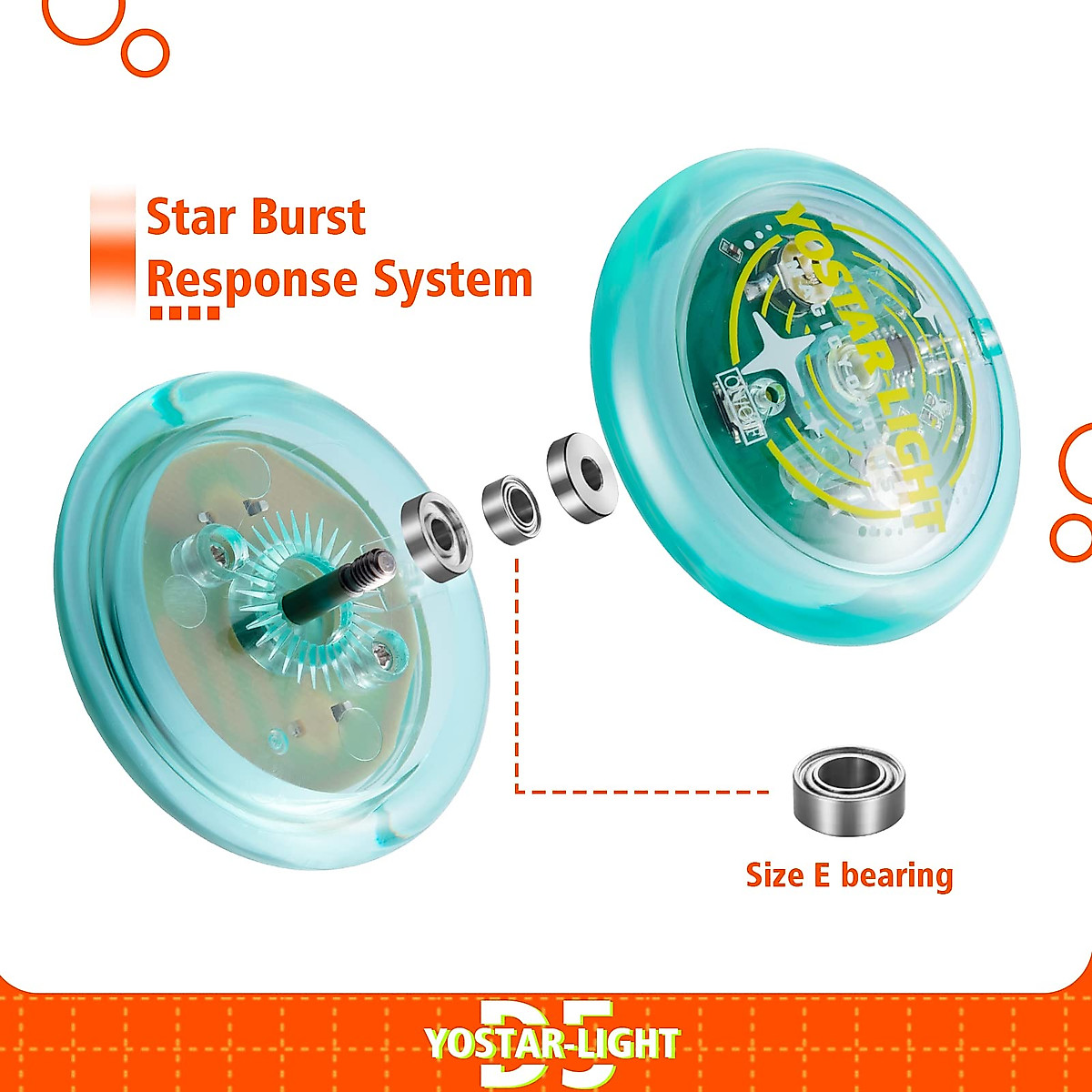 YOSTAR D5 Light Up Yoyo Professional with Led Light, Responsive Yoyo for Kids Beginner, Looping Yoyo for 2A Yo-yo Tricks with Extra 4 Battery + 5 yoyo Strings + Yo yo Sack+ Gloves (Green)