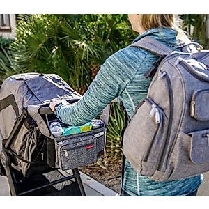 Diaper Bag Backpack and Stroller Organizer Grey Bundle