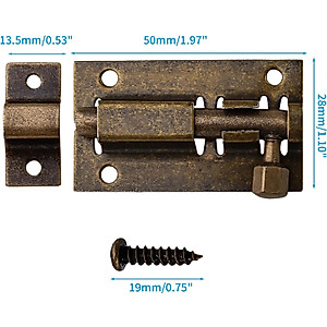 Mikayon 2 Inches Sliding Door Latch,6 Pcs Golden Latch Lock,Barrel Bolt Latch with Screws,Stainless Steel Barrel Bolt for Door Bedroom Bathroom Window Fence (Antique Bronze)