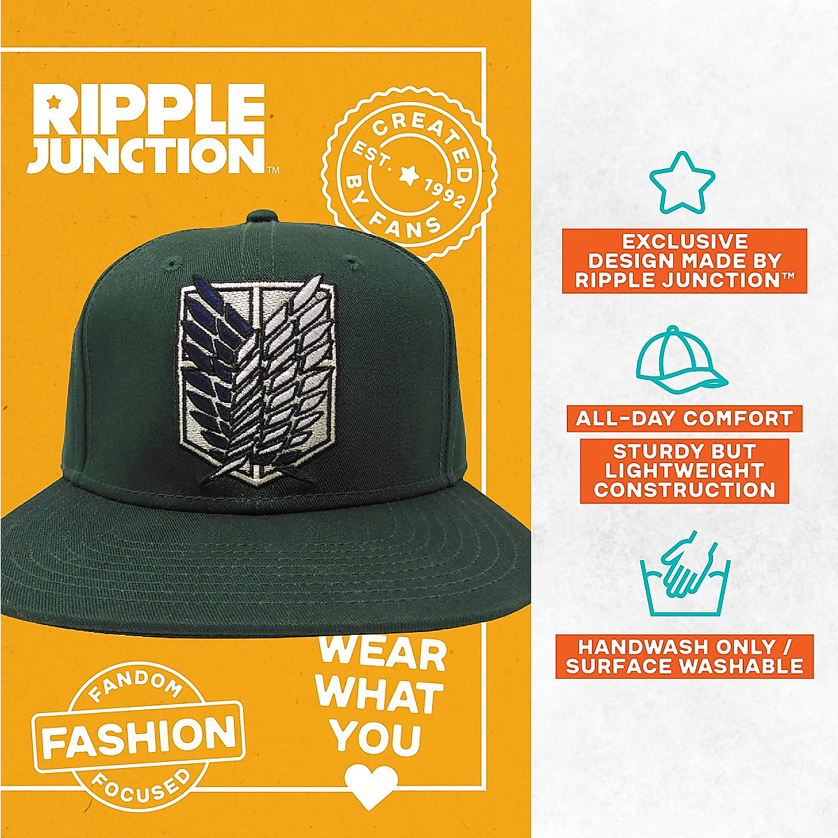Ripple Junction Attack on Titan Hat, Season 3 Scout Regiment Shield Cap, Green