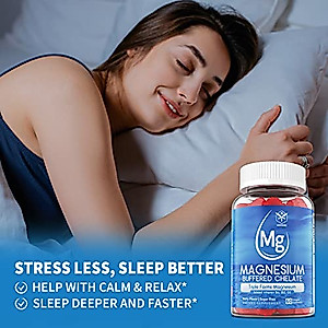 Sugar Free Magnesium Gummies, Triple Magnesium Supplement | Magnesium Glycinate, Malate, Citrate w/ D3 B6 B12, 260mg Chelated for High Absorption, for Calm, Sleep, Mood & Muscle Cramp, Vegan, 2 Pack