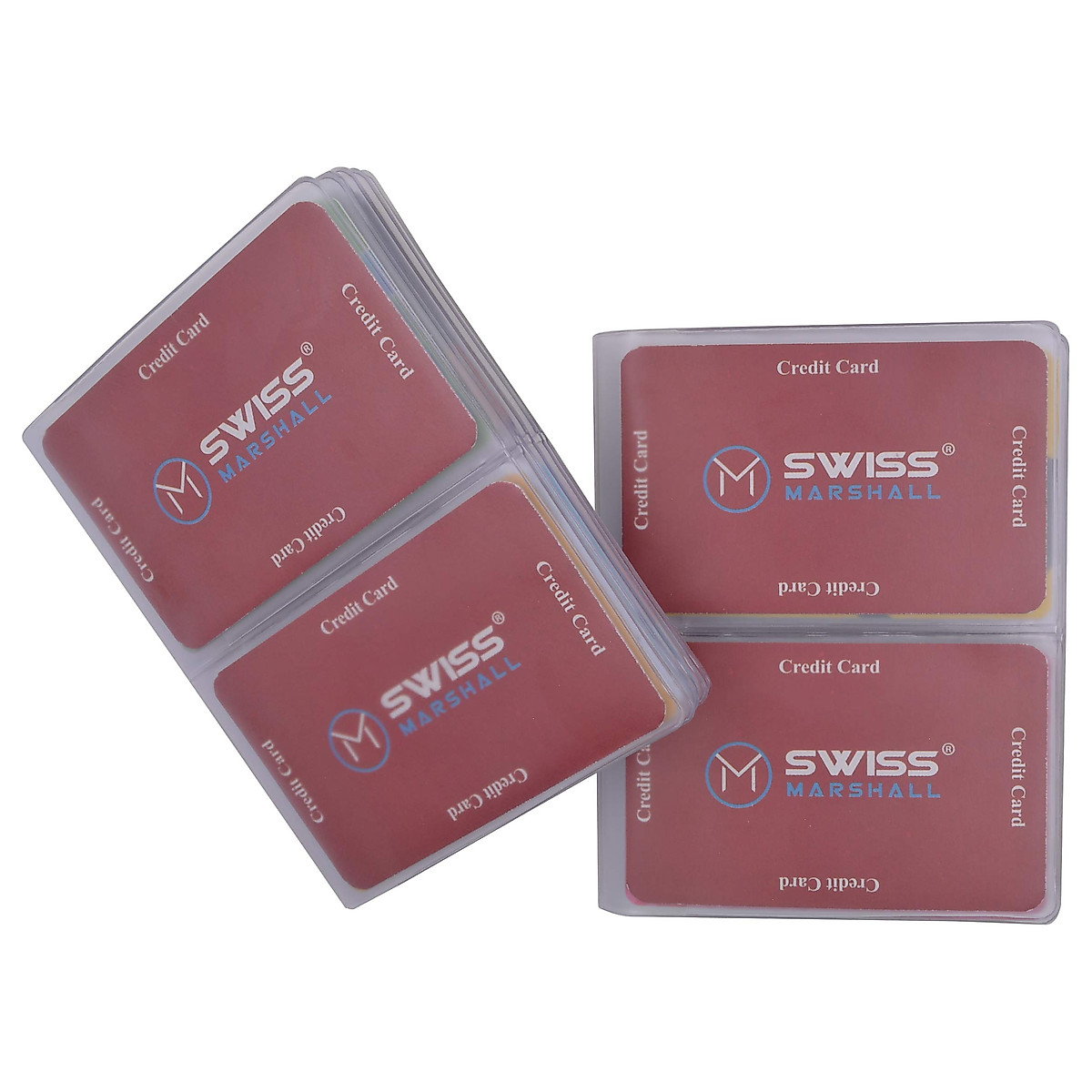 Swiss Marshall Set of 2 Heavy Duty Plastic 6 Page Hipster Wallet Inserts Side Load for Wallets MADE IN USA