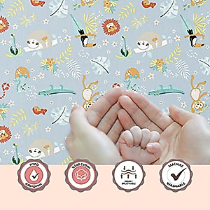 HOPPO Baby&Kids Pack n Play Fitted Pack n Play Playard Sheets Set-2 Pack Portable Mini Crib Sheets, Playard Mattress Cover Soft Cotton, Jungle, Forest & Animals