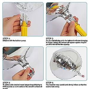 RUBFAC Silver Balloons 22 Inch, 6pcs 4D Round 360 Silver Chrome Balloon Silver Foil Balloon for Bachelorette Party Decorations, Silver Metallic Balloons for Baby Shower, Birthday and More