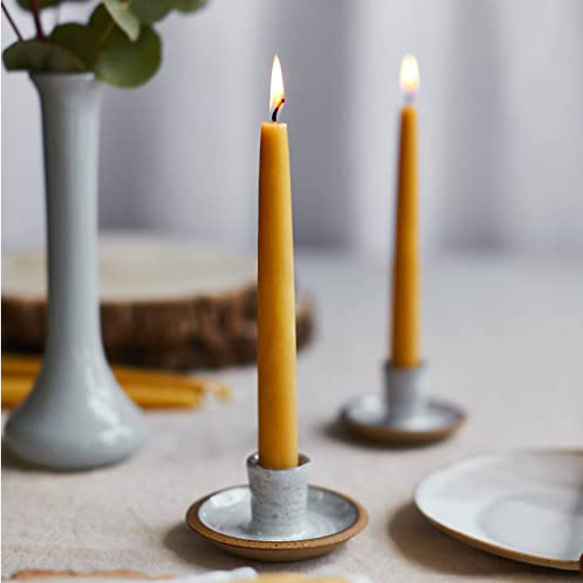 olorvela Beeswax Candles 12Pack 10" Taper Candles Handmade Candle Sticks 100% Pure Beeswax Smokeless and Dripless Beeswax Tapered Candles (Yellow)