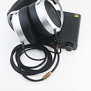 NewFantasia 2.5mm Trrs Balanced Cable Compatible with Hifiman Sundara, Ananda, Arya, HE400SE, HE4XX, Edition XS Headphone (2 x 3.5mm Version) 6N OCC Copper Silver Plated Cord Walnut Wood Shell 6.7ft