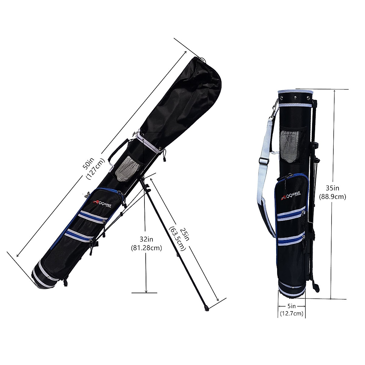 C9 A99 Golf Men's & Women's Practice Sunday Bag Range Pencil Carry Bag with Stand and Strap Golf Travel Bag Removable Top Black Great Gift for Golfer!