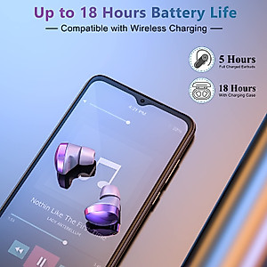 Bluetooth Headphones for Samsung Galaxy S22 Ultra Z Flip 3 Fold S22 S21 FE A13 True Wireless Earbuds Noise Canceling Deep Bass Stereo Sound Headset in-Ear with Mic for iPhone 13 14 Pro Max Violet