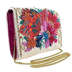Mary Frances Centerpiece, White Floral Crossbody Clutch Handbag