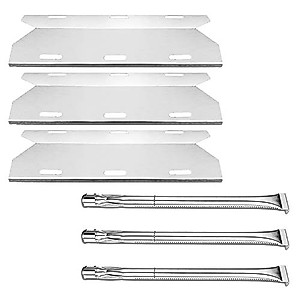 Uniflasy Replacement Parts for Charmglow Home Depot 3 Burner 720-0230, 720-0036-HD-05, Sterling Forge 720-0016 Gas Grills, Stainless Steel Grill Burner Tube, Heat Plates Tent Shield, Burner Cover
