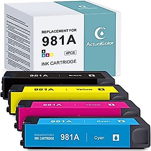 ActualColor C Remanufactured Ink Cartridge Replacement for HP 981A 981 for HP PageWide Enterprise Color 556 556dn Flow MFP 586dn 586f 586 Printer (Black Cyan Magenta Yellow,4-Pack)