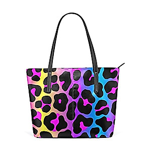 Leopard Cheetah Blue Yellow Handbags Shoulder Bags Leather Crossbody Handbag for Women Tote Satchel