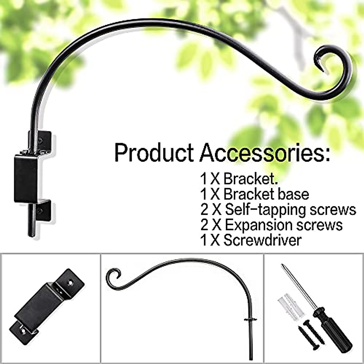 Qiang Ni Swivel Plant Hanger Bracket: 16-Inch Bird Feeder Hanger for Outdoor Wall Mount - Heavy-Duty Outside Plant Hook for Hanging Flower Baskets