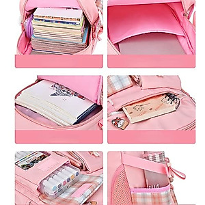 HUIHSVHA Kawaii Backpack, Cute Pink Large Capacity School Laptop Bag, Casual Travel Daypack Bookbag for Teens Girls Students