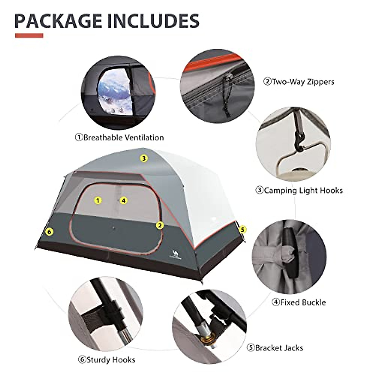 CAMEL CROWN Tents for Camping 7/8 Person Waterproof Easy Setup Folding Camping Tent with 2 Door