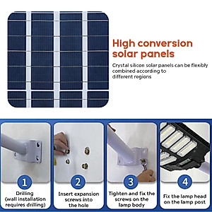 pofluany 3 Pcs Solar Parking Lot Light Dusk to Dawn Solar Street Lights Solar Powered, IP67 Waterproof Solar Wide Angle Lamp Solar Flood Lights with Motion Sensor for Yard, Road Black
