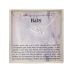 RareLove Miscarriage Gifts for Mothers,925 Sterling Silver Baby Angel Wing Heart Pendant Necklace,Baby Loss Memorial Gifts for Mothers, Bereavement Sympathy Gifts for Loss of Baby