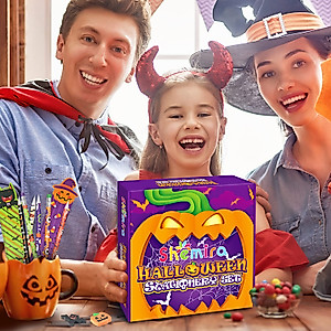 Shemira Halloween Party Favors for Kids,168pcs Halloween Stationery gift kit,Halloween Miniatures Prizes,Trick or Treating Goodie Bag Fillers including Notepad,Stamper,Sticker,Pencil,Eraser,Ruler