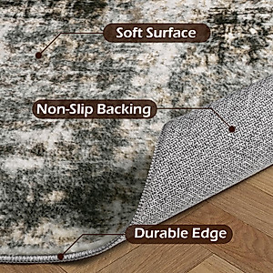 Area Rug Living Room Rugs 8x10 Washable: Soft Modern Abstract Fluffy Rug with Non-Slip Backing, Indoor Plush Throw Rug Large Accent Carpet for Bedroom Dining Room Nursery - Gray