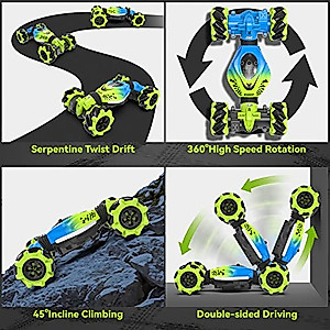 Dysaim Gesture RC Car Hand Controlled Stunt Car for 6-12 yr Boys Girls, 4WD 2.4GHz Remote Control Gesture Sensor Toy Cars Drift Twist Car Offroad with Light Music for Ages 8-13 Kids Birthday Gift