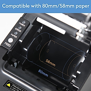 RIBAO Thermal 80mm POS Printer Receipt Printer Connect Cash Registers Cash Drawer, BC-55 BC-40 BCS-160 Mixed Bill Money Counter RS232 Cashbox Interface，Windows/Mac/Linux