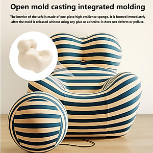 ESRADA No-wash Ice Silk Lazy Chair and Ball Footrest Stool Set, Accent Comfy Arm Chair and Ottoman, Leisure Sofa Reading Chair Integrated High Resilience Sponge B-30 * 28inch