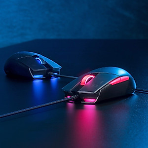 ASUS ROG Strix Impact II Electro Punk is an ambidextrous, Ergonomic Gaming Mouse Featuring 6,200 dpi Optical Sensor, Lightweight Design and Aura Sync RGB Lighting