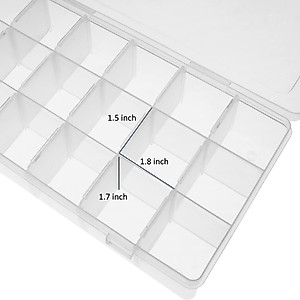 UHZBTEC 18 Grids Storage Containers/Jewelry Organizer Box with Removable Dividers for Bead Organizer (Free Letter Stickers)