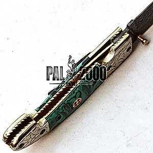 PAL 2000 KNIVES POC-9777 Folding Knife Handmade Damascus Steel Pocket Knife Resin Handle