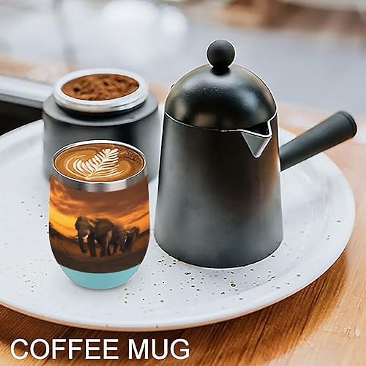 WYUSPGK 304 Stainless Steel Insulated Cup, Sunset Elephant Print Smooth Rim, Durable & Reusable - Perfect for Office, Home, And Travel