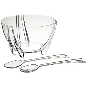 Prodyne Acrylic Salad Bowl with Servers, Clear