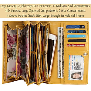 Mou Meraki Women RFID Blocking Real Leather Bifold Wallets For Women-Shield Against Identity Theft (Multicoloured)