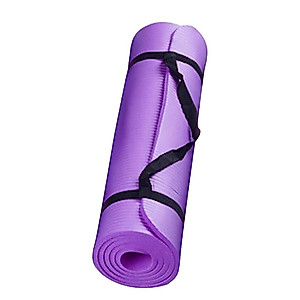 Yoga Mat, Exercise Mats for Home Workout, Women & Men Gym 23.6 Inch All Purpose Extra Thick High Density Rubber Travel Sport Non Slip, with Carrying Strap #Today Purple #B