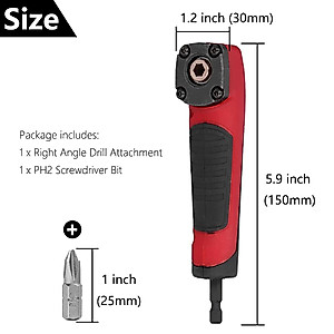 SeonFook Right Angle Drill Attachment 90 Degree Corner Device Drill Adapter Impact Driver Socket Screwdriver Extension Drill Bit Holder for Drilling or Driving in Tight Spaces