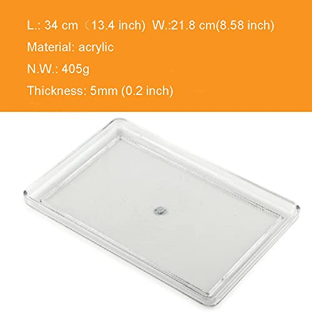 Rectangle Durable Acrylic Collection Serving Trays & Platter for Kitch, Beverage, Drink, Food or Bathroom (Clear 34x22x2.5cm)