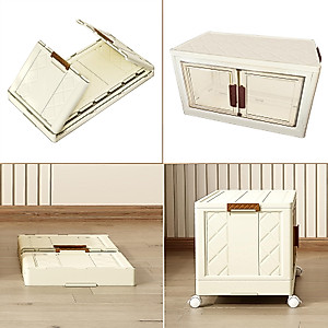 Safunion Closet Organizers and Storage 9.8 Gal, Stackable Storage Bins with Lids, Collapsible Storage Bins, Dual Open Plastic Storage Containers with Wheels for Closet, Dorm Room and Home (1 Pack)