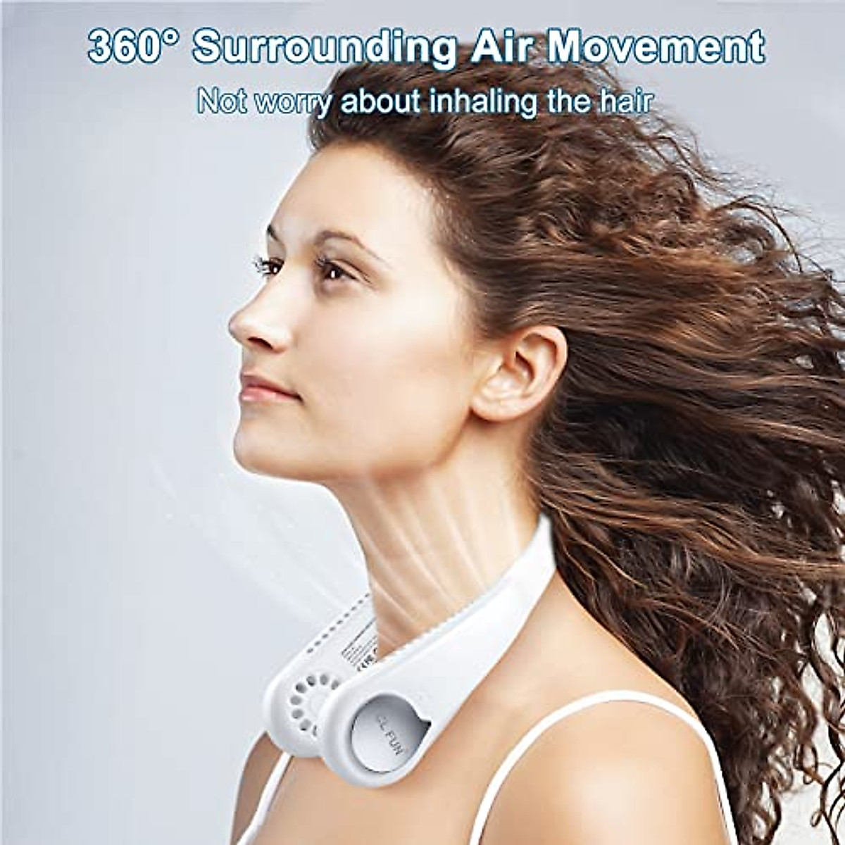 CL FUN Neck Fans Portable Rechargeable, Portable Bladeless Neck Fan for Women Men, Personal Fans for Your Neck, Battery Operated Fan Blow Cold Air, 3 Speeds Ultra-Quiet Wearable Fan for Outdoor Indoor