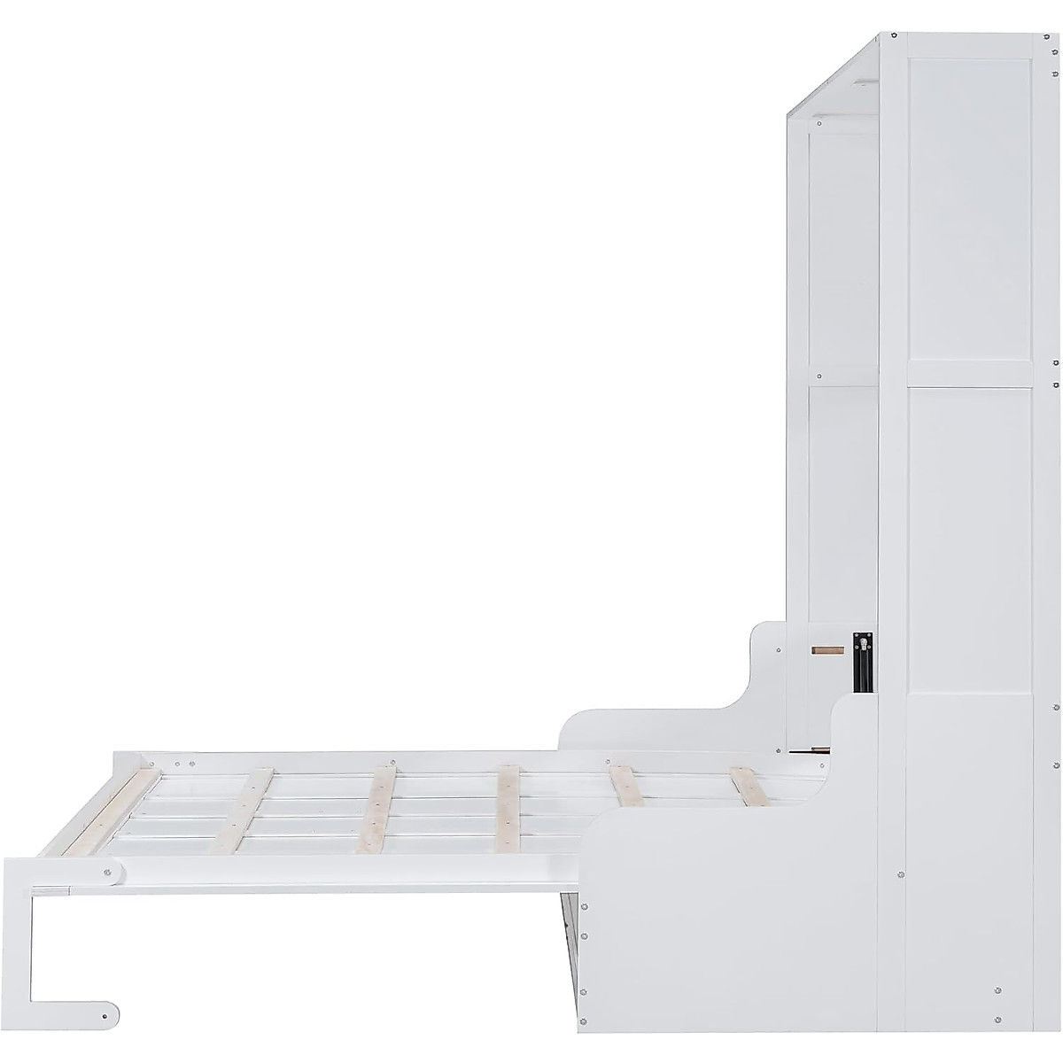 MERITLINE Queen Murphy Bed with Sofa,Wood Murphy Bed Cabinet with Couch,Folding Murphy Wall Bed Queen Size (White)
