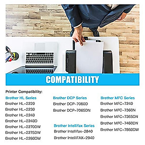 TonerPlusUSA Compatible TN450 Toner Cartridge Replacement for Brother TN450 TN-450 Black, High Yield [6 Pack]