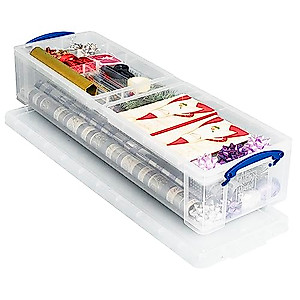 Really Useful Box 22 Litre Plastic Storage Box with 2 Trays Clear, Clear/Blue