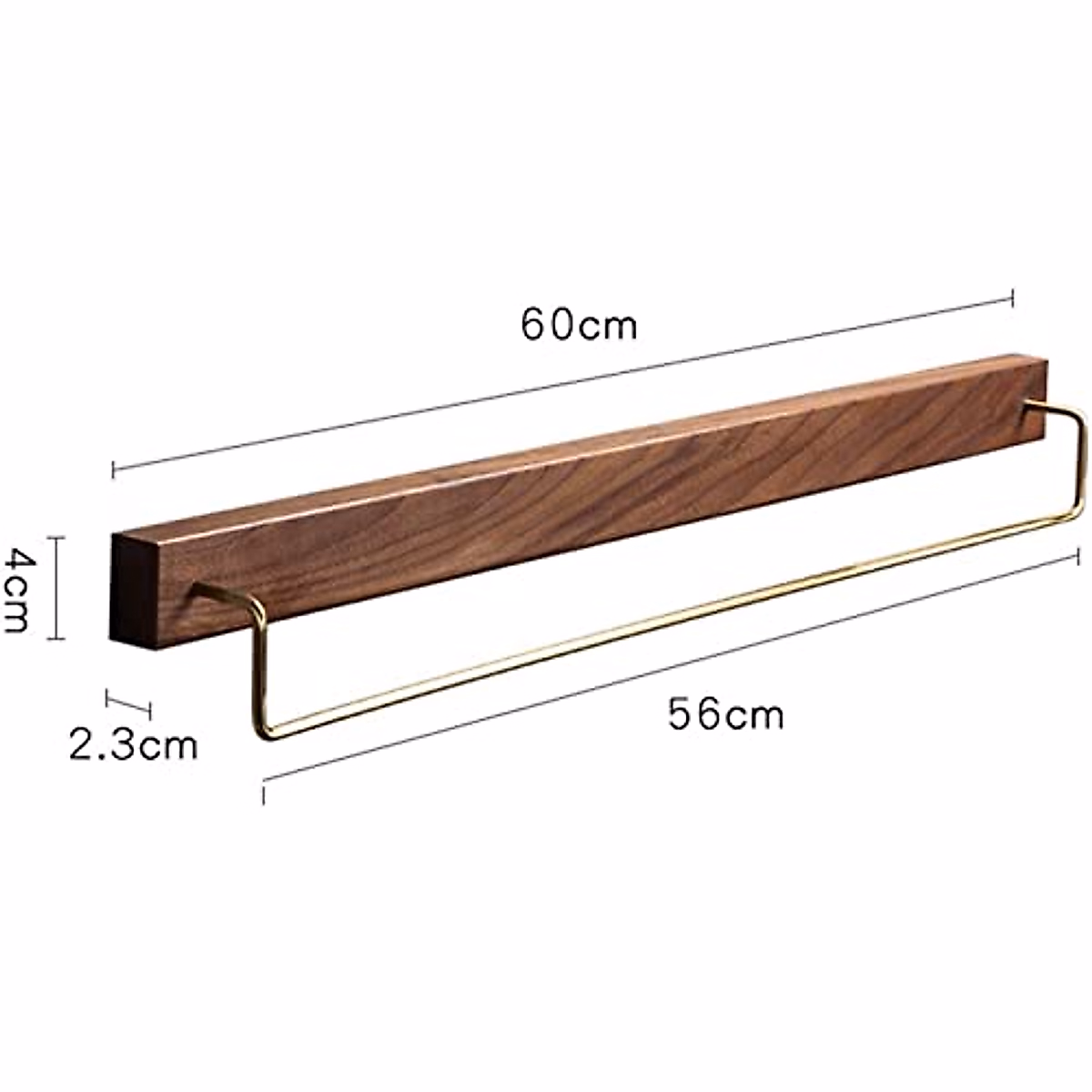 Towel Rack Black Walnut Wood Towel Rack, for Bedroom Wooden Towel Hold Wall Mounted Retro Towel Bar Towel Holder (Size : 60cm)