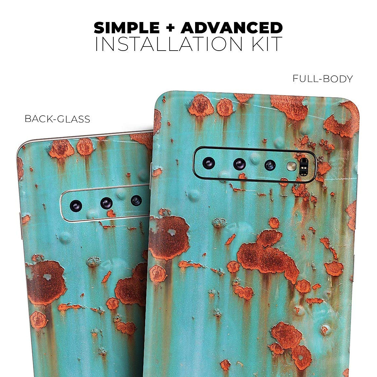 DesignSkinz Teal Painted Rustic Metal Protective Vinyl Decal Wrap Skin Cover Compatible with The Samsung Galaxy S20 (Screen Trim & Back Glass Skin)