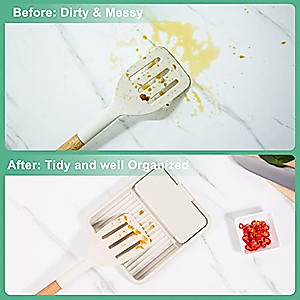 Spoon Rest with Pot Lid Holder For Stove Top, Spoon Holder for Kitchen Counter, Neat & Drip-Free While Cooking or Eating, Perfect for Placing spoons, pot lids, Spatulas, Utensils, Ladle, Tongs, Beige