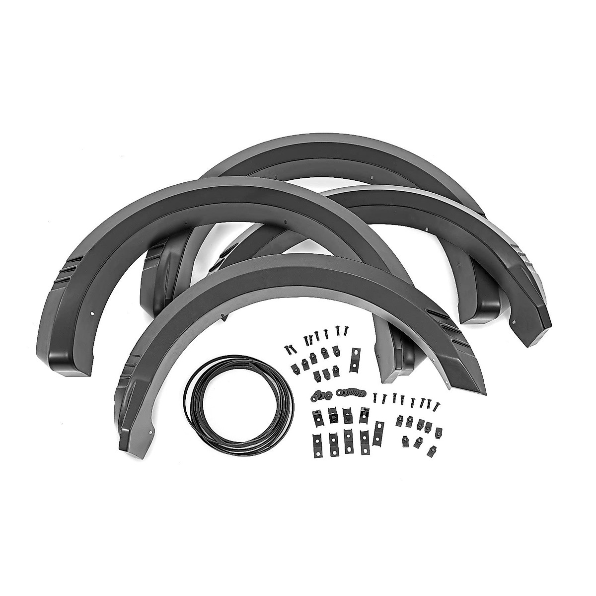 Rough Country SF1 Fender Flares for Ford F-150 (2021-2024) - Sharp Off-Road Style, Extra Tire Coverage, UV-Resistant ABS, Easy Bolt-On, Flat Black (Set of 4)